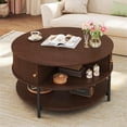 Tomnk 31.5" Round Coffee Table, Mid Century Modern Coffee Table with ...