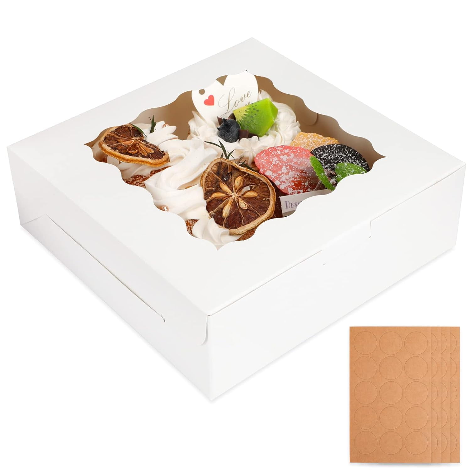 Tomnk 8x8x2.5 Inches Bakery Boxes 50pcs White Cookie Boxes Pastry Boxes ...