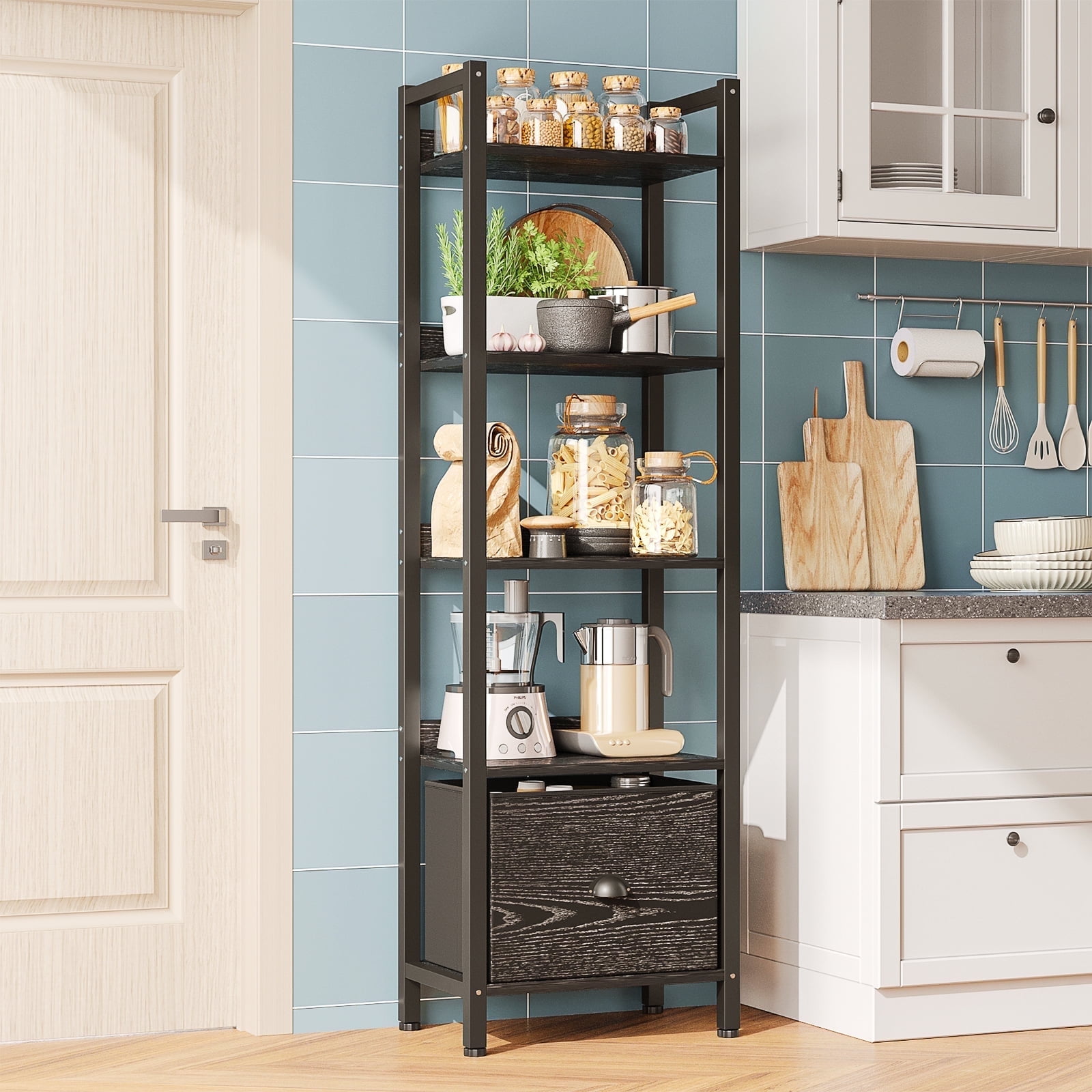 Tomnk woo 5-Tier Bakers Rack, Industrial Kitchen Storage Shelf, Free ...
