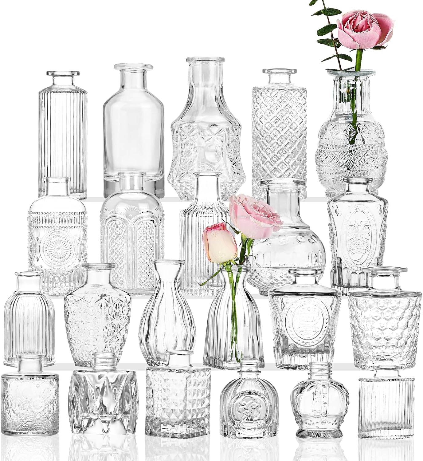 Tomnk woo Glass Bud Vases in Bulk, Set of 22 Small Vases for ...