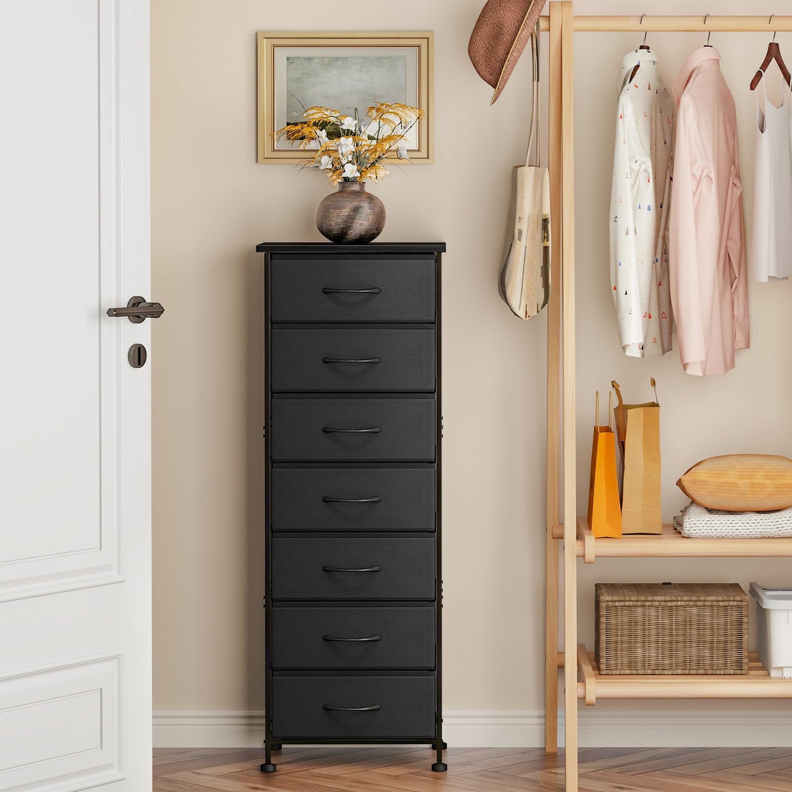 Tomnk woo Tall Dresser with 7 Fabric Drawers, Storage Organizer for ...