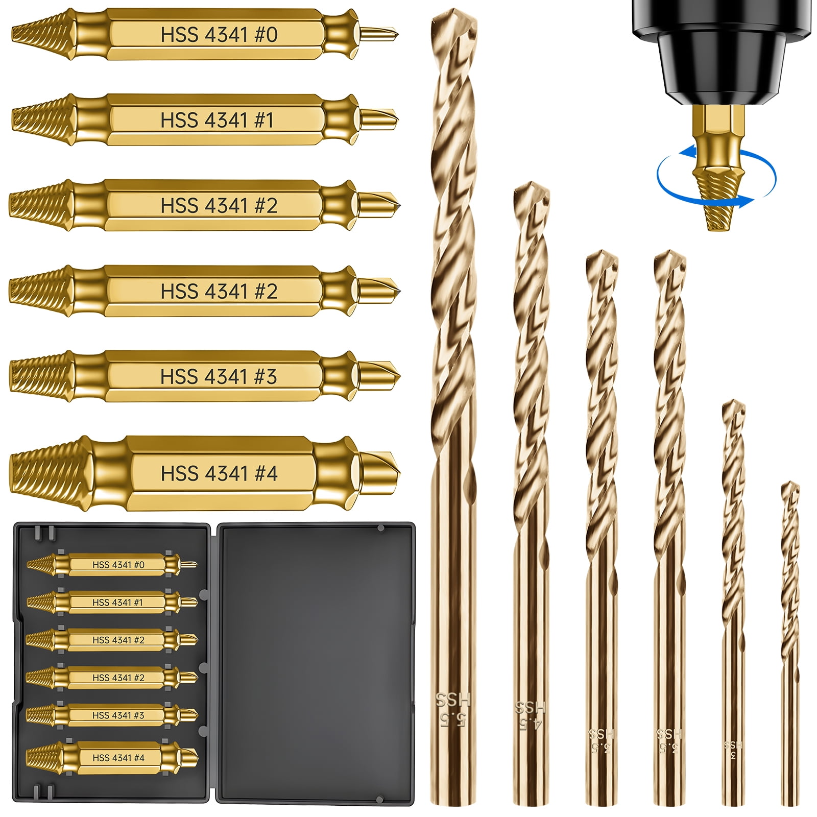 Tomorotec 12-Piece Damaged Screw Extractor Set for DIY & Professional ...