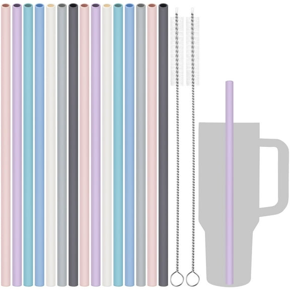 Reusable Silicone Straws Set | 6-Piece Colorful Flexible Drinking ...