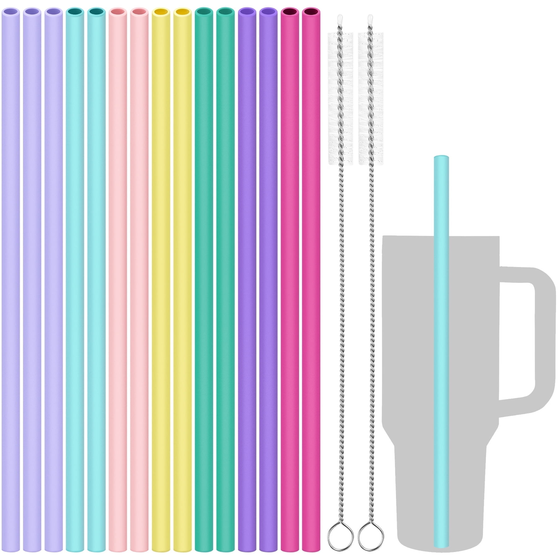 Tomorotec 15-Pack 12" Reusable Silicone Drinking Straws Compatible with ...