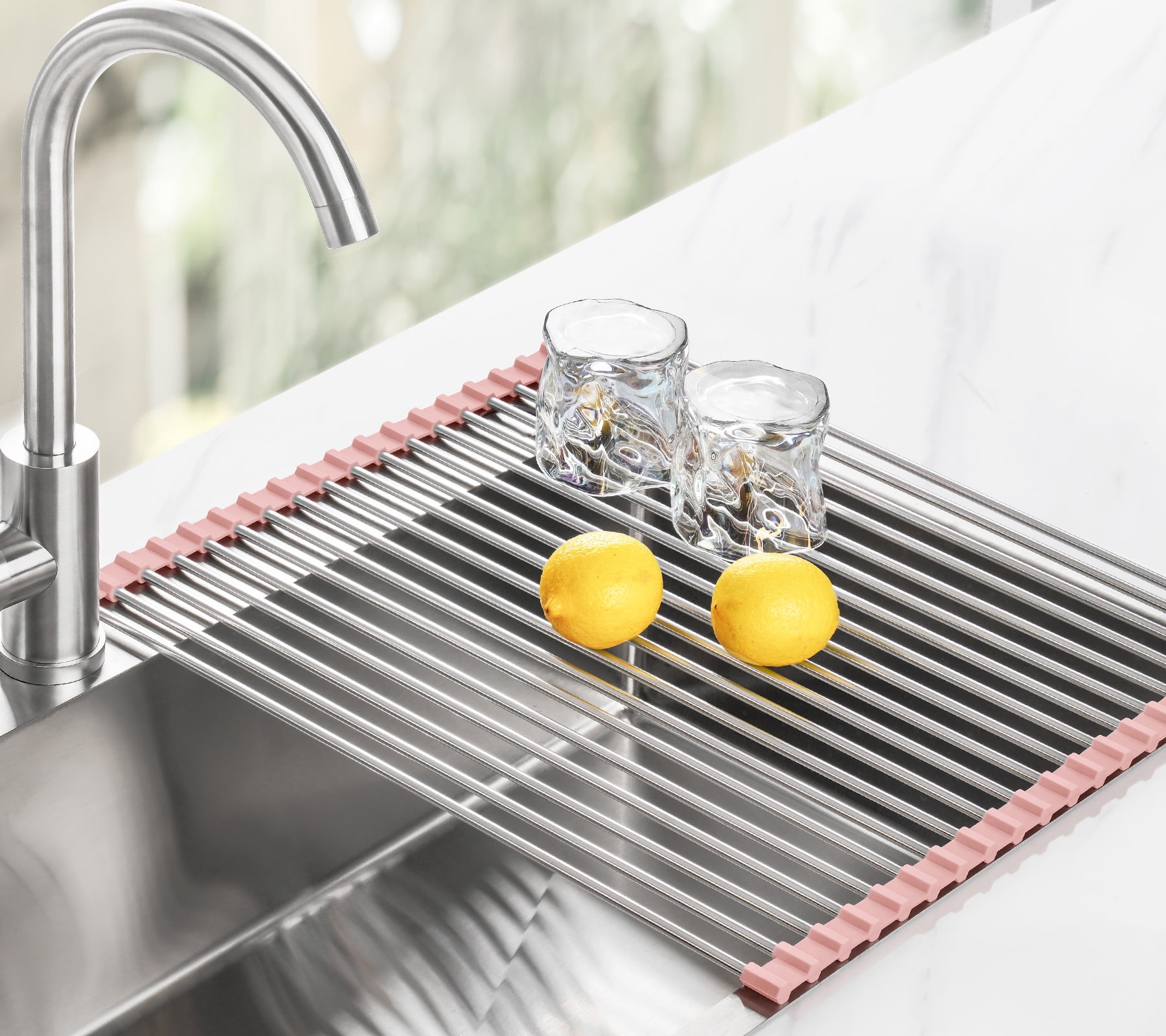 Tomorotec 17.7" x 15.5" Roll Up Dish Drying Rack Over Sink Drying Rack ...