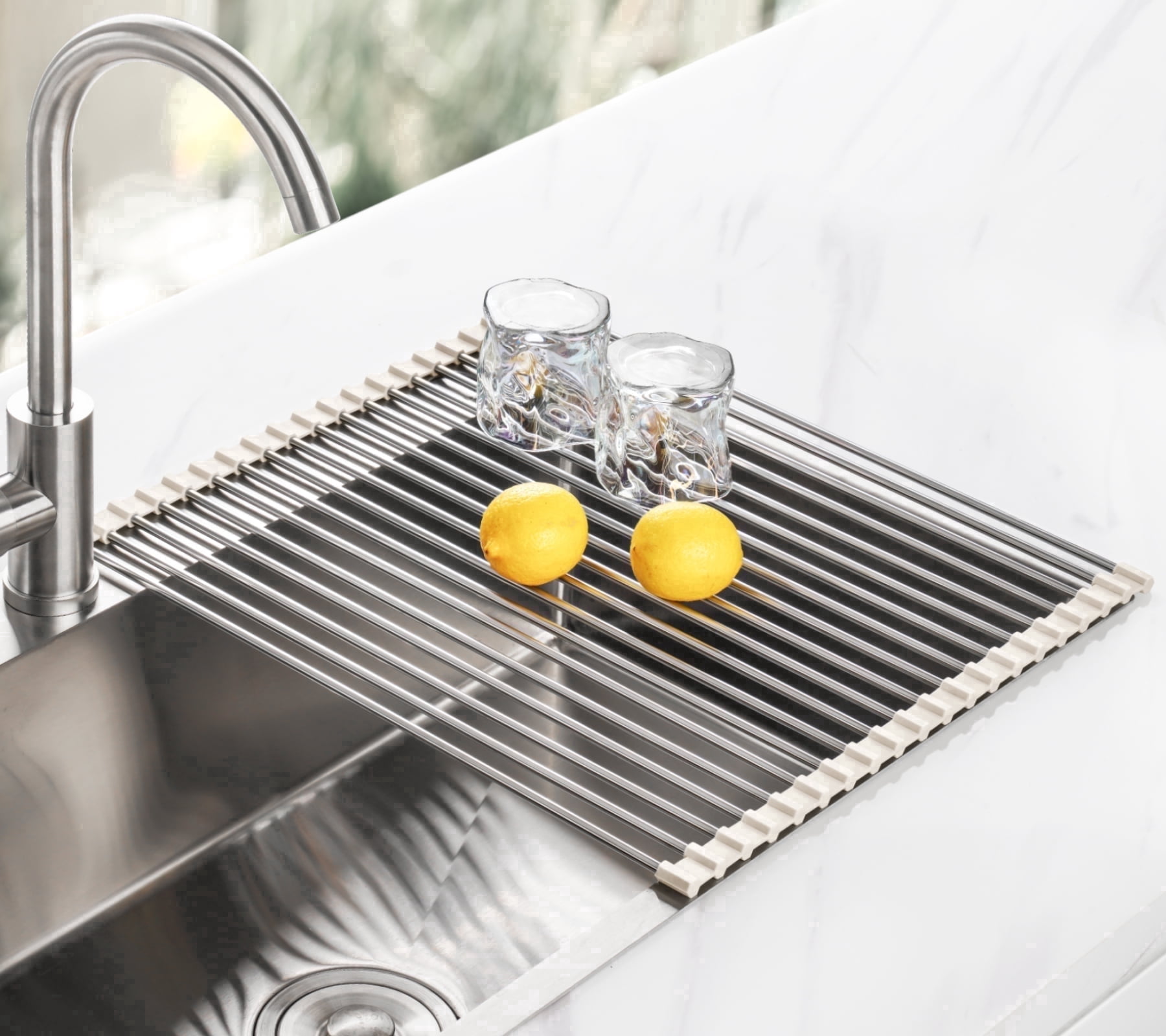 Tomorotec 21" x 15.5" Roll Up Dish Drying Rack Over Sink Drying Rack ...