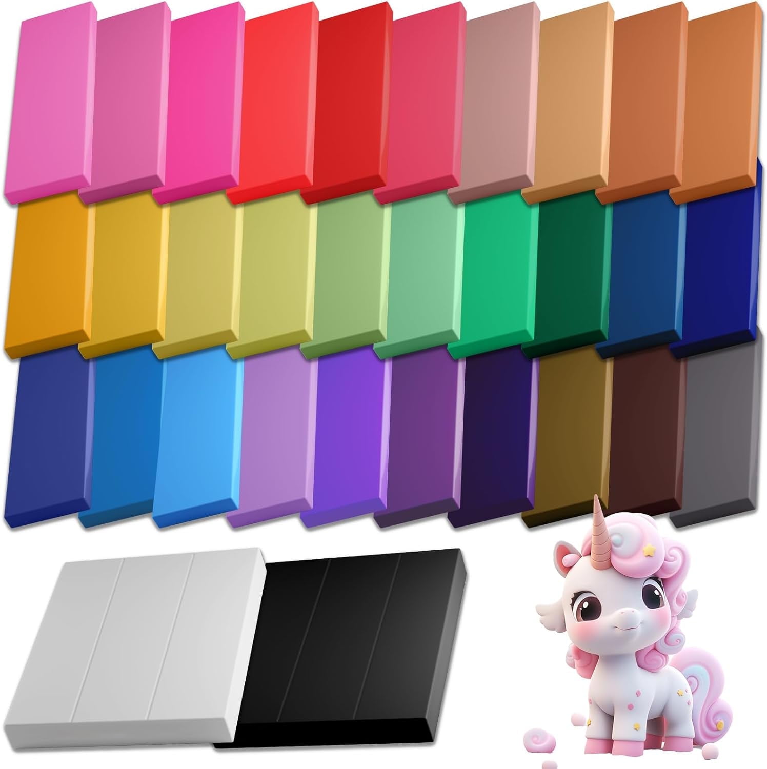 Tomorotec Polymer Clay Set 32-Colors - Non-Sticky, Non-Fading, DIY ...