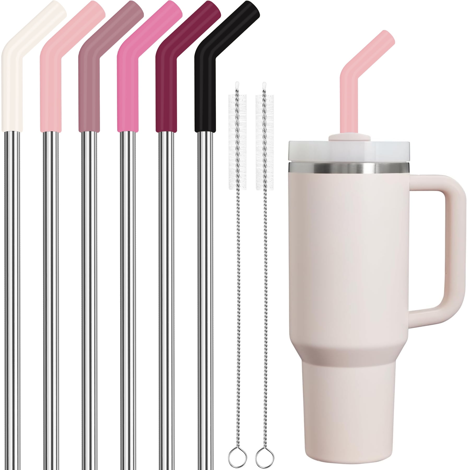 Tomorotec 6PCS Stainless Steel Straws with Silicone Tips for Stanley ...