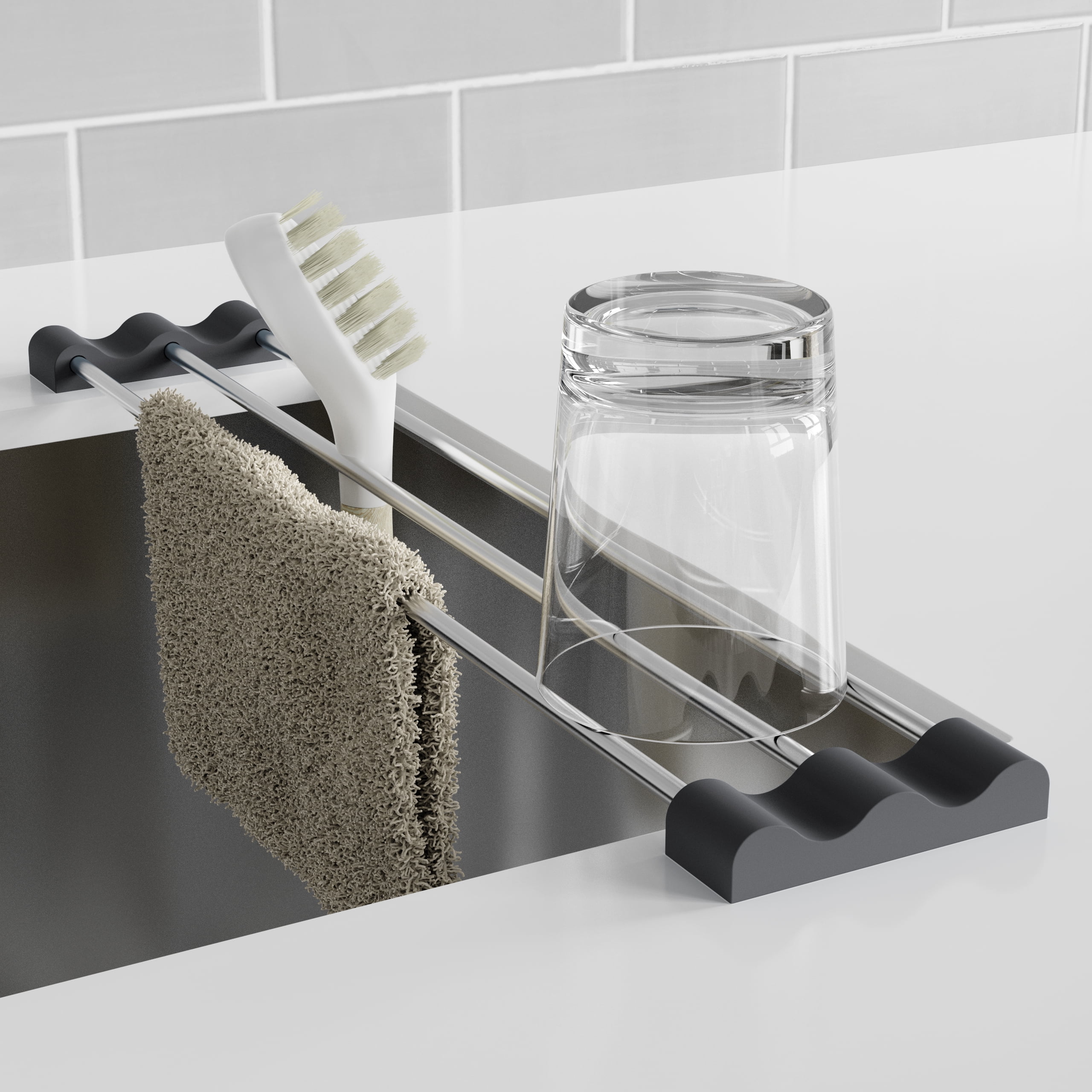 Tomorotec Adjustable Over-The-Sink Kitchen Rack for Dishcloths, Sponges ...
