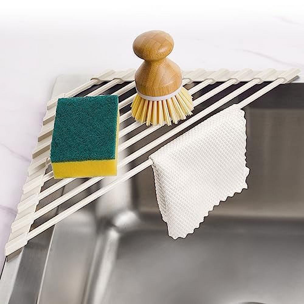 Tomorotec Compact Silicone-Coated Triangle Dish Drying Rack for Sink ...