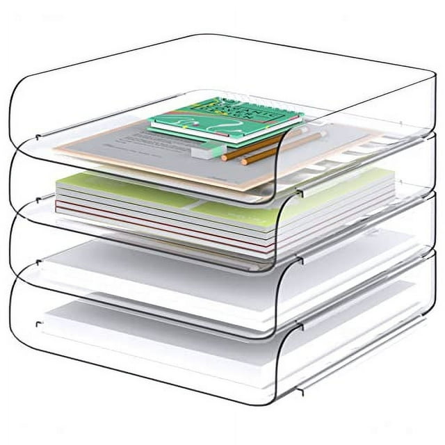 Tomorotec A4 Size Stackable Desk Tray Set, Office Document & Book ...