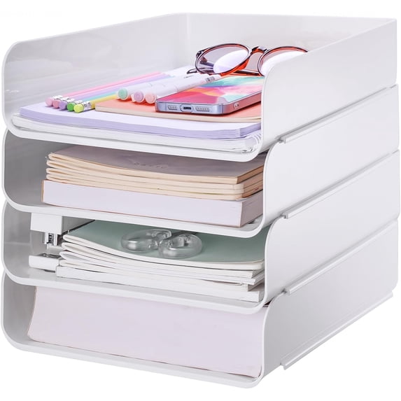 Tomorotec A4 Stackable Desk Letter Tray Set, Document Organizer, Anti ...