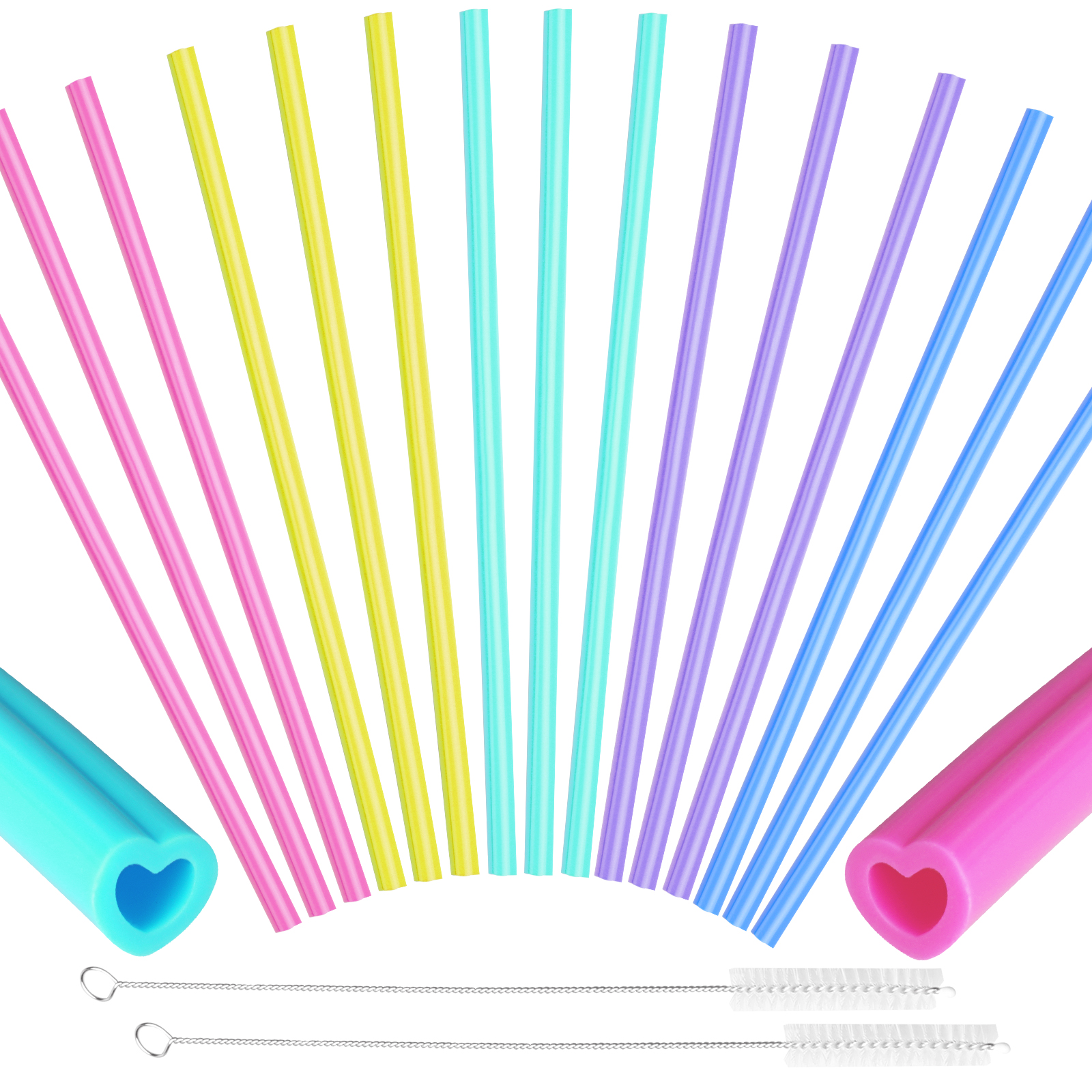 Plastic Flexible Straws Colorful Neon Party Straws Food-Safe BPA-Free ...
