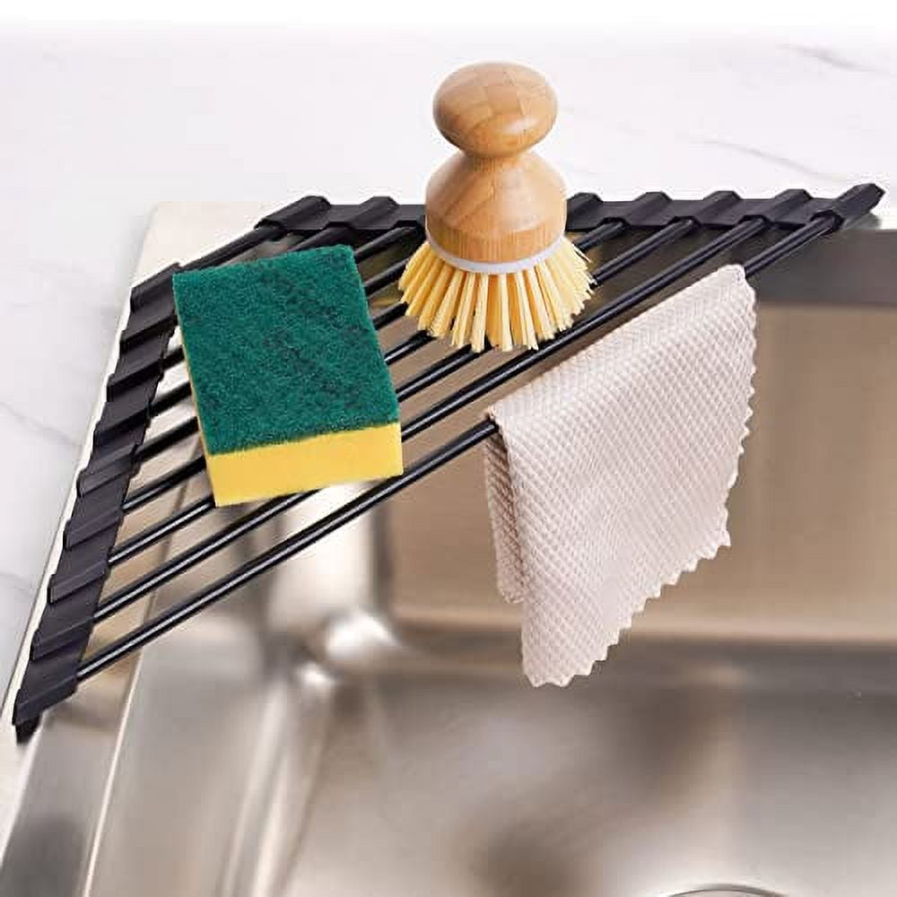 Tomorotec Small Triangle Roll Up Dish Drying Rack With Silicone Coating