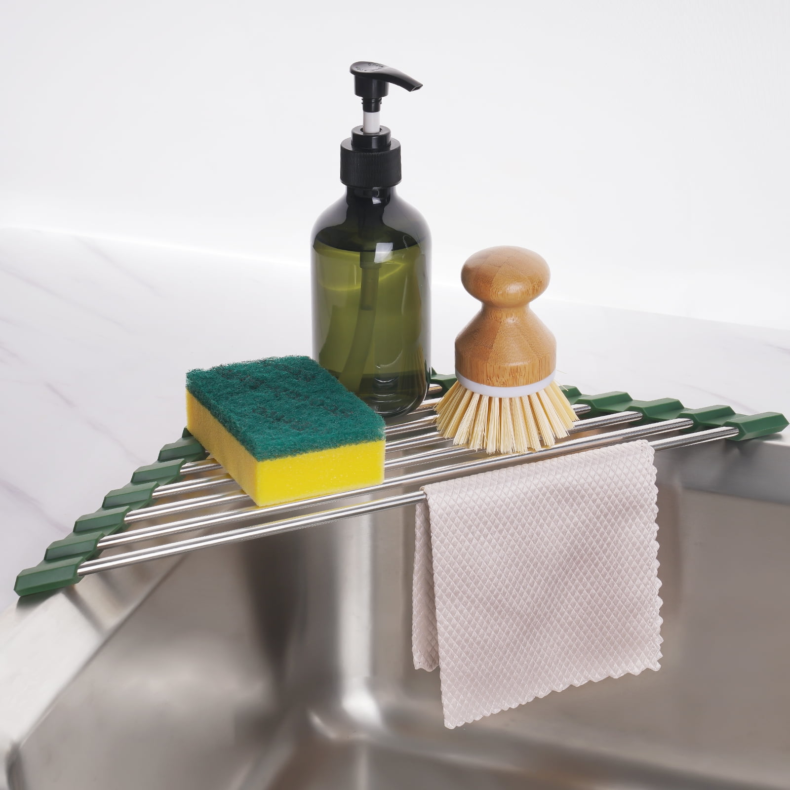Tomorotec Triangle Roll-Up Dish Drying Rack for Sink Corner Small ...