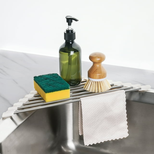 Tomorotec Triangle Roll-Up Dish Drying Rack for Sink Corner Small ...