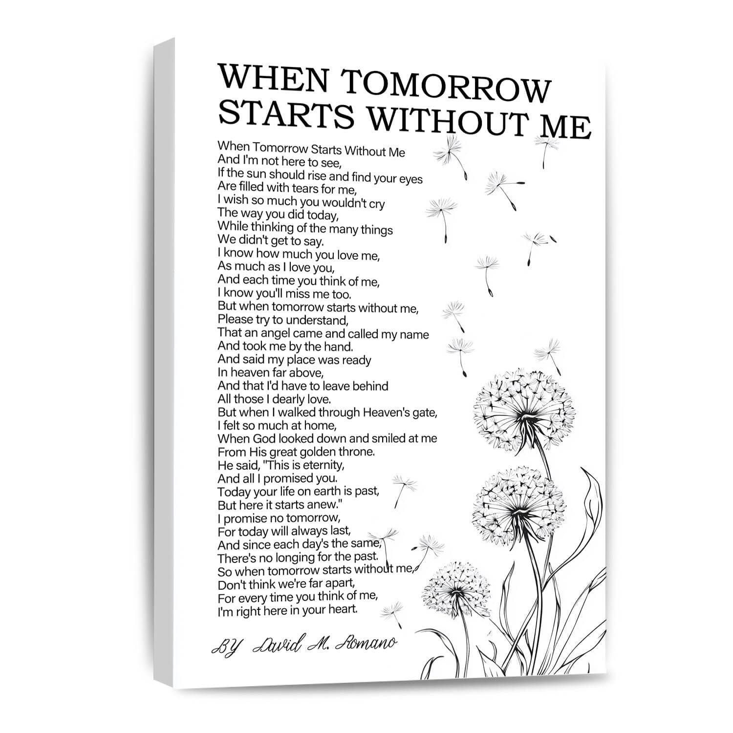 When Tomorrow Starts Without Me Canvas Wall Art Memorial Poem Print ...