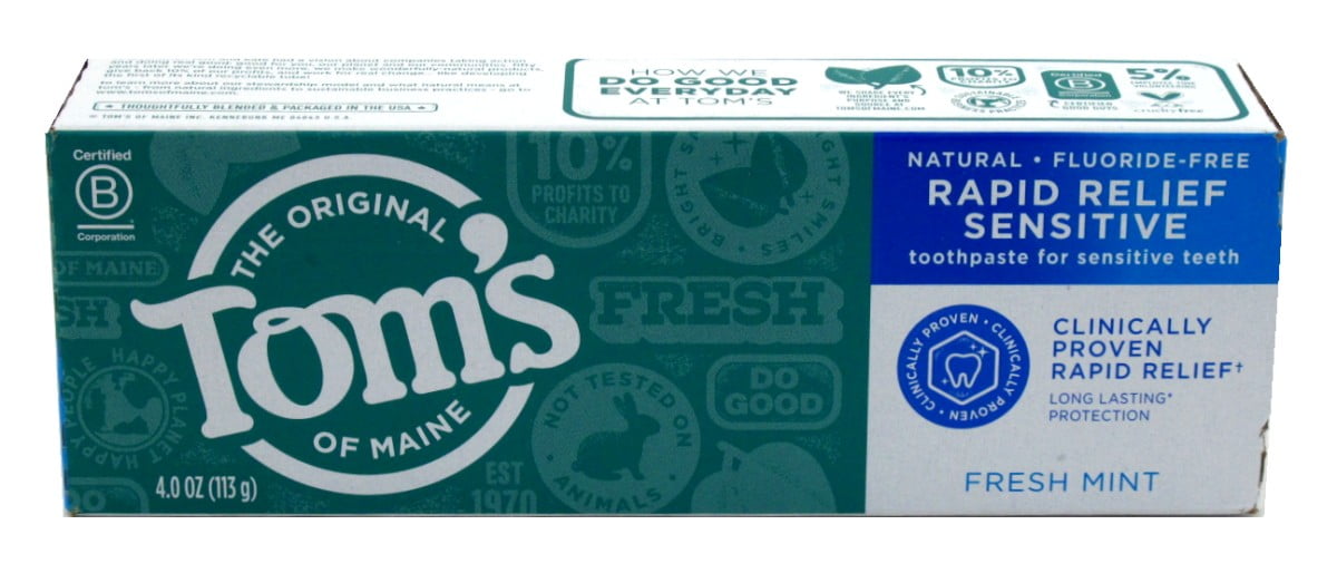 Toms Nat Toothpaste Rapid Relief Sensitive Freshmint 4oz (Pack of 3 ...