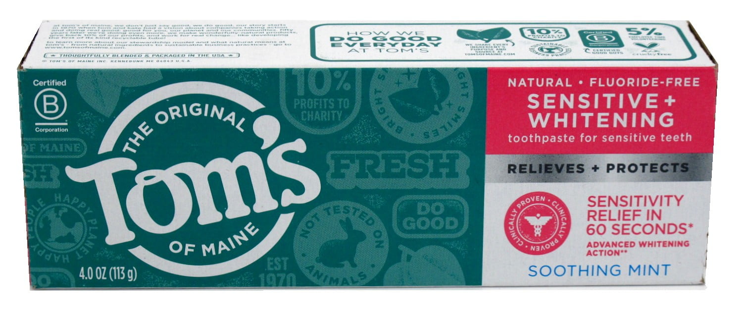 Toms Nat Toothpaste Sensitive + Whitening Soothing Mint 4oz (Pack of 3 ...
