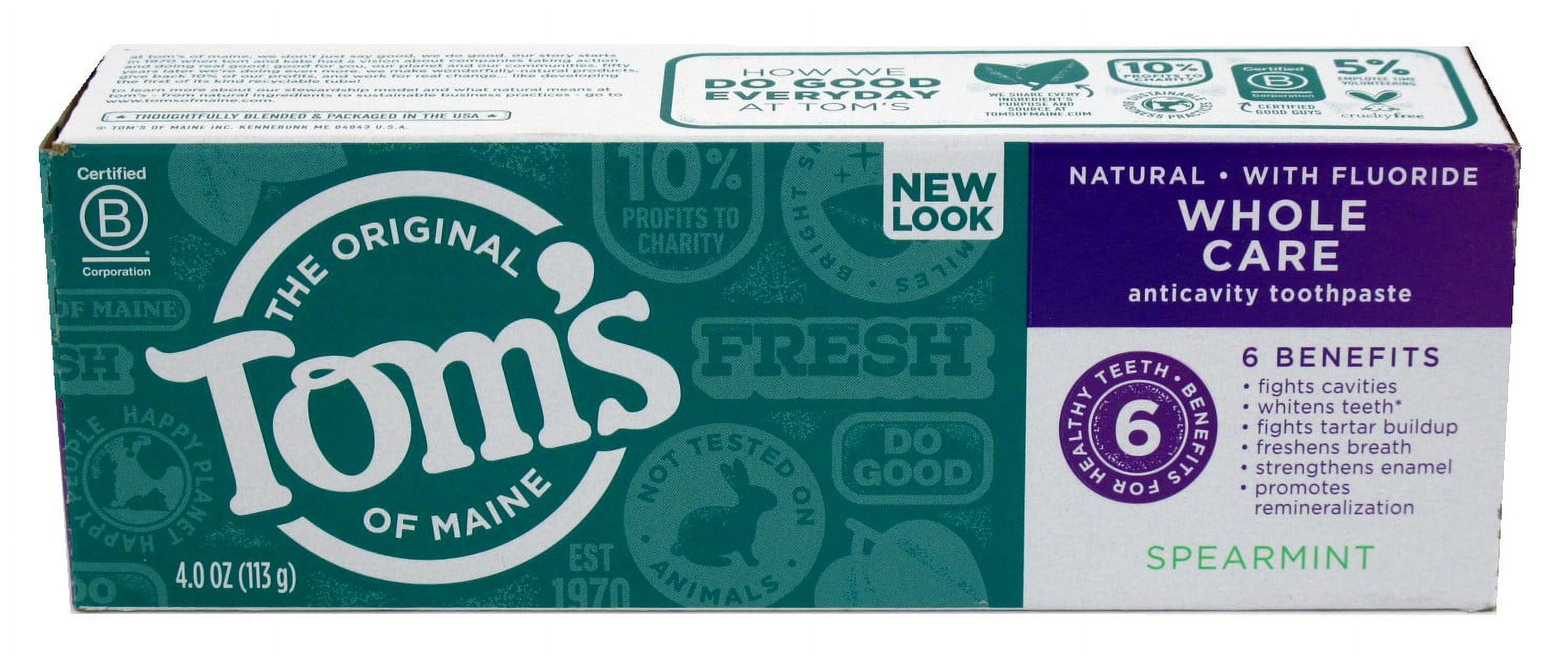 Toms Nat Toothpaste Whole Care Spearmint 4oz (Pack of 3) - Walmart.com