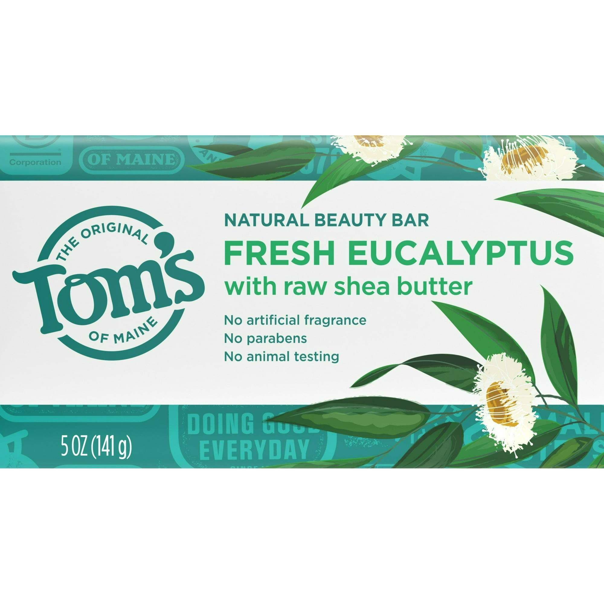 Toms Of Maine Fresh Eucalyptus with Raw Shea Butter Moisturizing Bar Soap, 5 Oz, 6 Pack ...