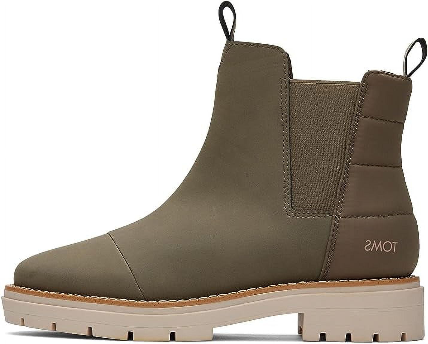 Toms Skylar Olive Pull On Lugged Sole Block Heel Rounded Toe Fashion ...