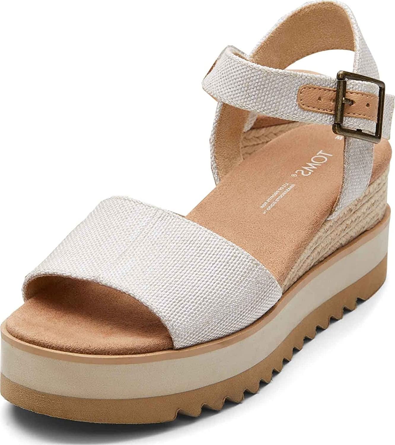 Toms Women's Diana Platform Wedge Sandals, Adjustable Strap, OrthoLite ...