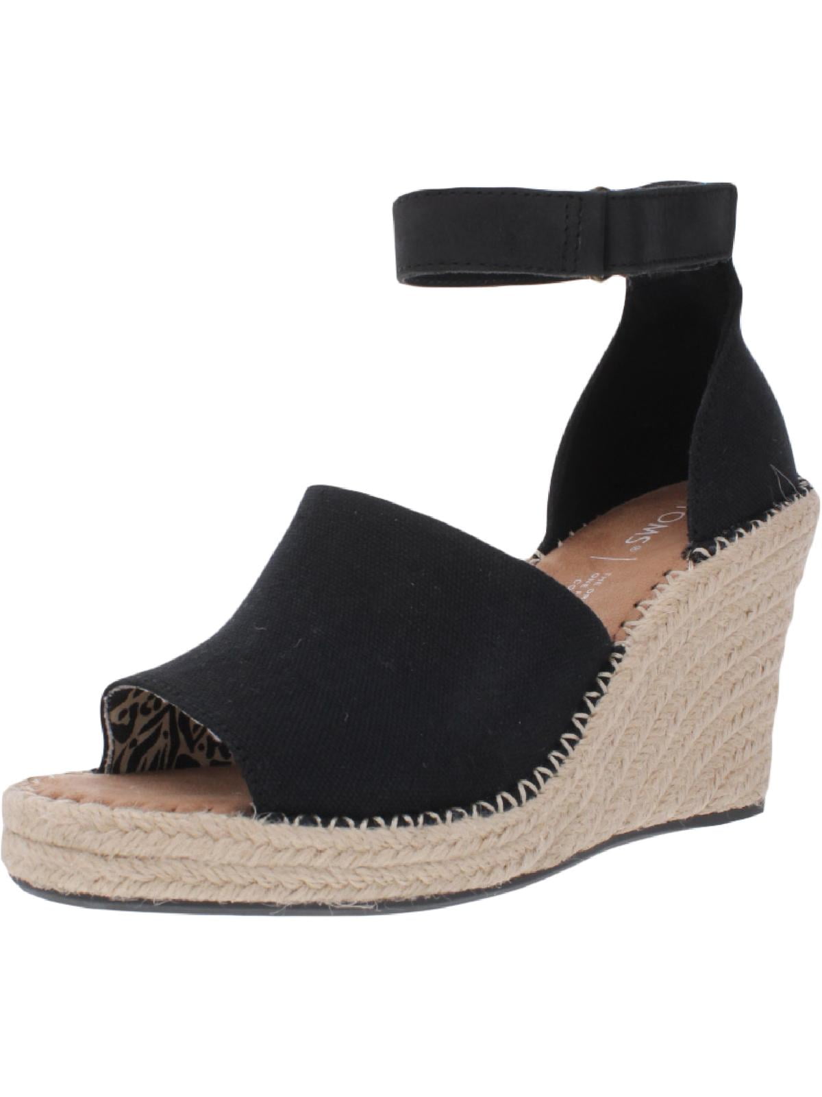 Toms Womens Marisol Open Toe Leather Trim Wedge Sandals - Walmart.com