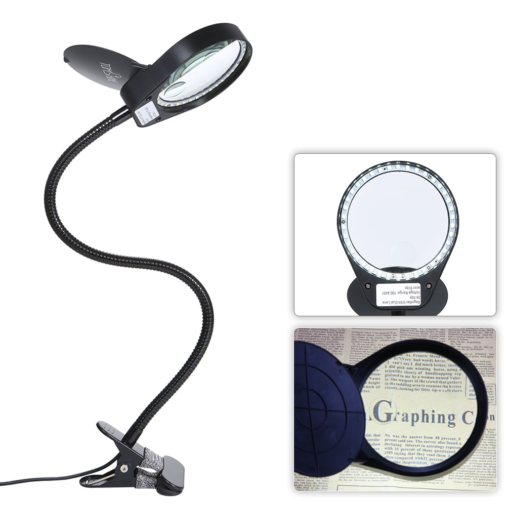 Tomshine LED 3X/10X Magnifier Glass with Clamp Clip Table Light Desk ...