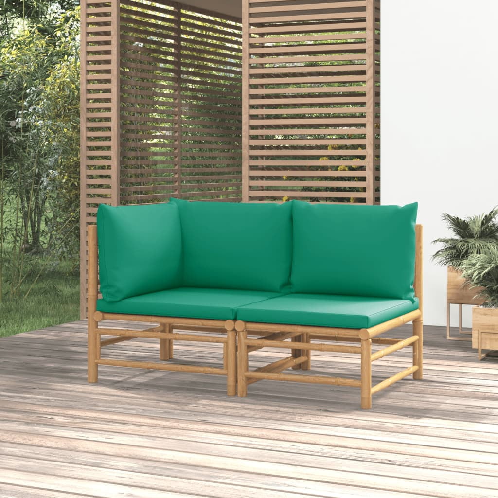 Tomshoo 2 Piece Patio Set with Green Cushions Bamboo - Walmart.com