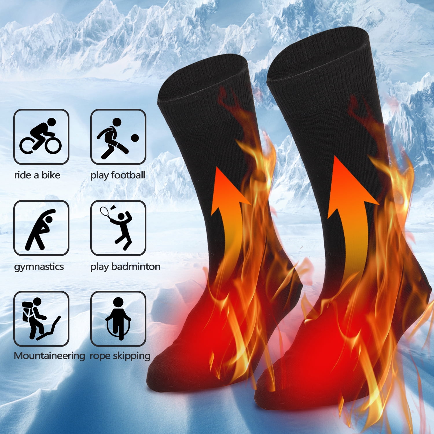 Tomshoo Electric Heated Socks, Battery-Powered for Riding, Camping ...