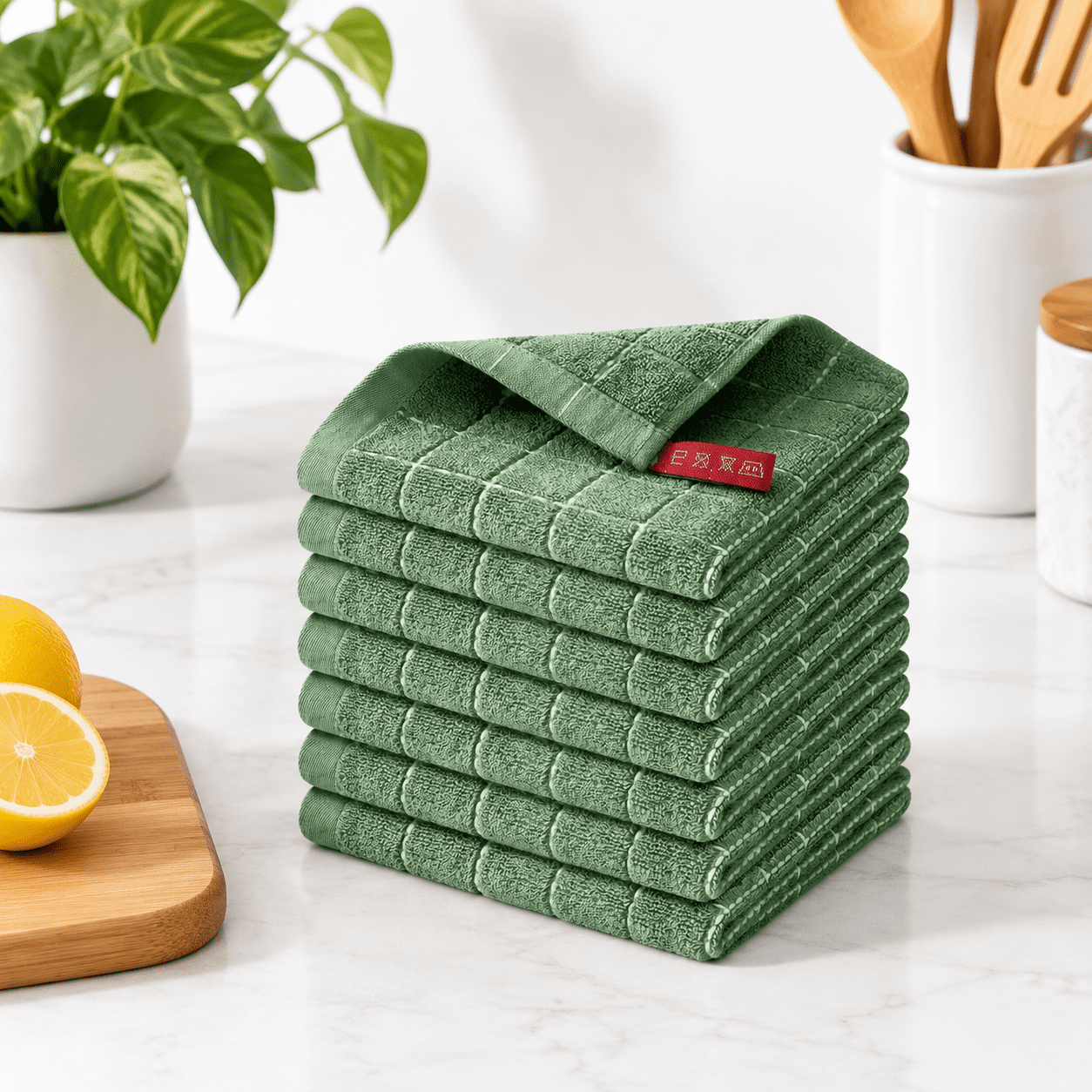 Ton Terry Kitchen Dish Cloths 7 Pack Grgreen - Walmart.com
