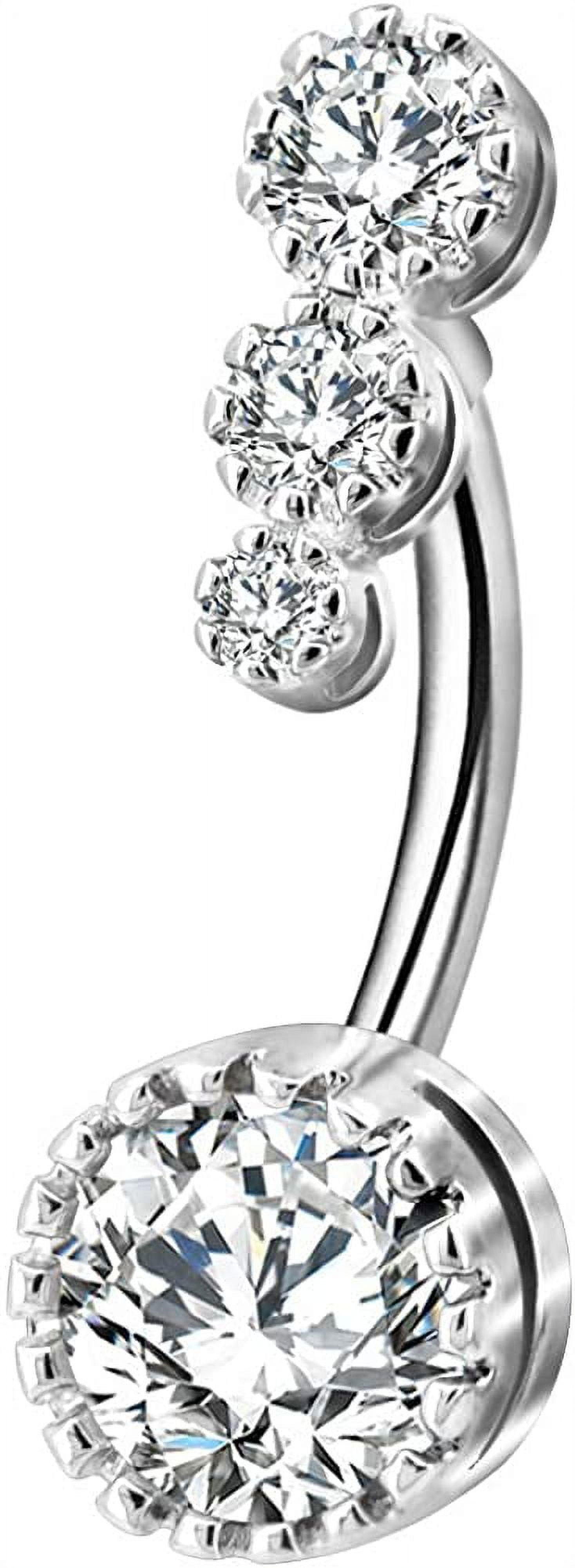 Tonain Surgical Clear Navel 316L Steel Belly Button Ring - Walmart.com