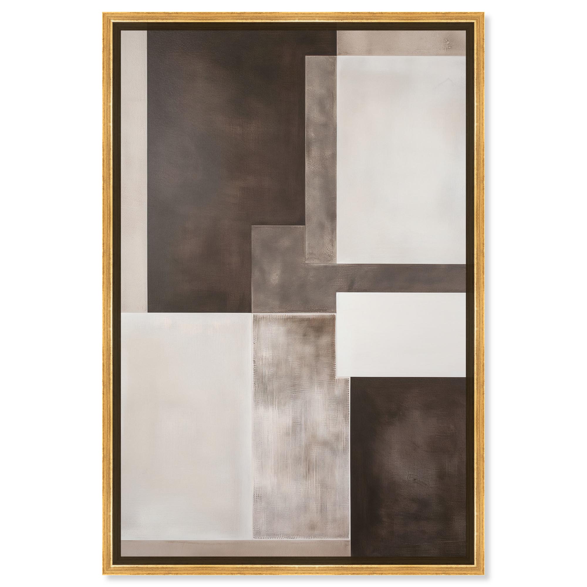 Tonal Intersection II Canvas Earthy Abstract Art by Art Remedy, Gold Frame, 24" x 36" - Walmart.com