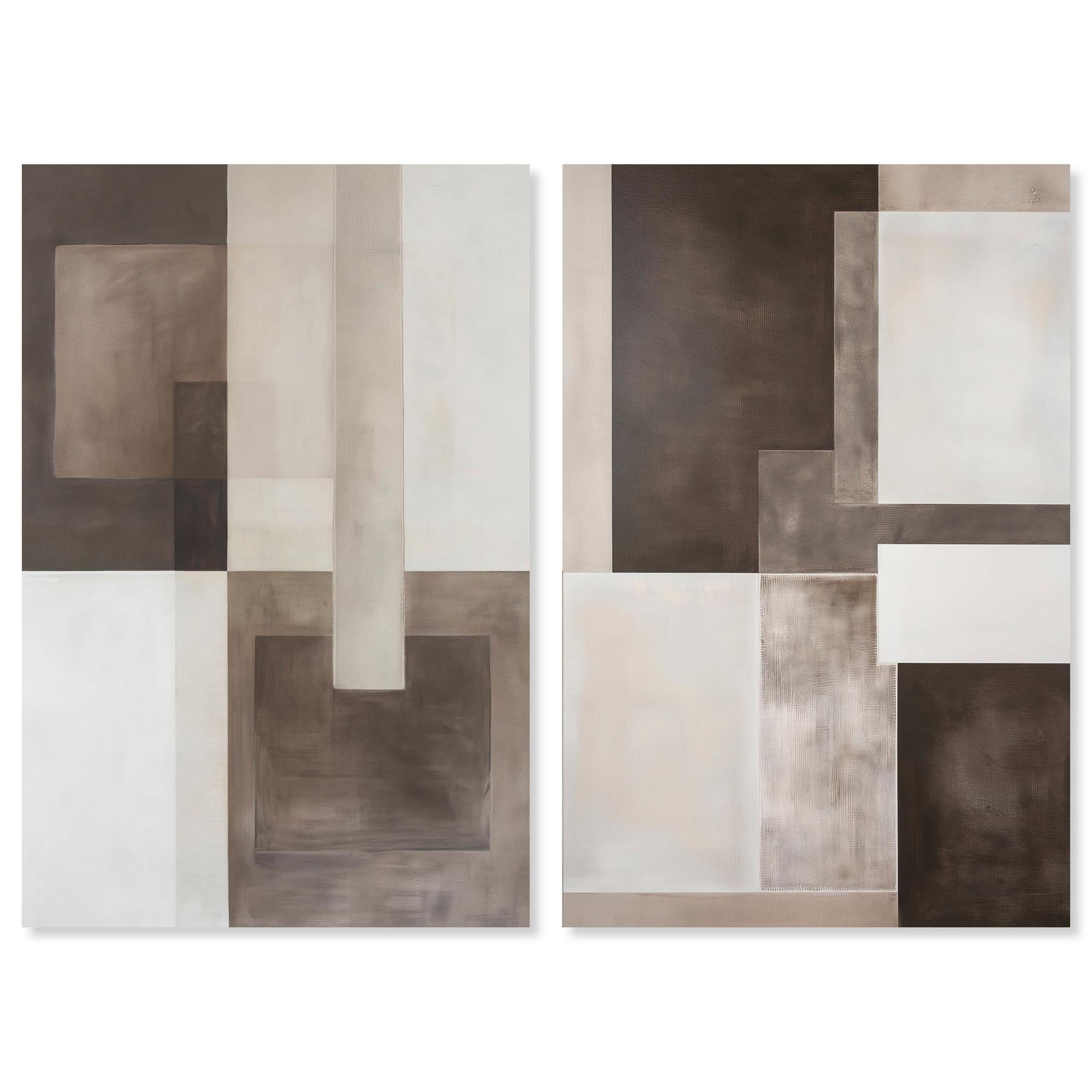 Tonal Intersection Set Canvas Set of 2 Boho Abstract Art by Art Remedy, Gallery Wrapped, 20 x 30 ...