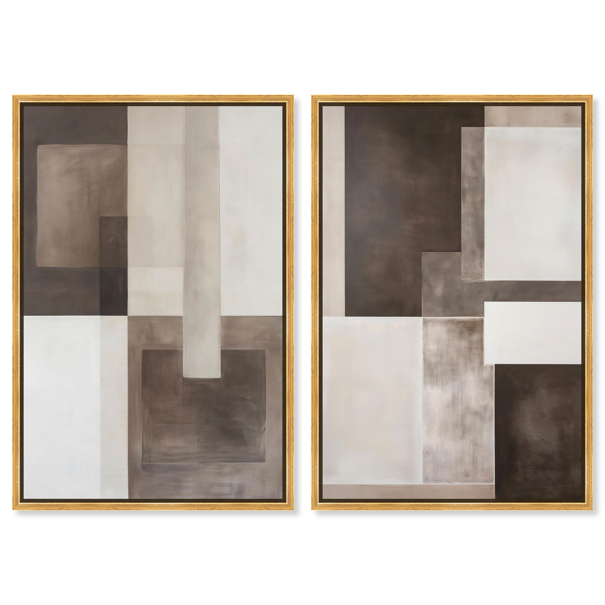 Tonal Intersection Set Canvas Set of 2 Boho Abstract Art by Art Remedy ...