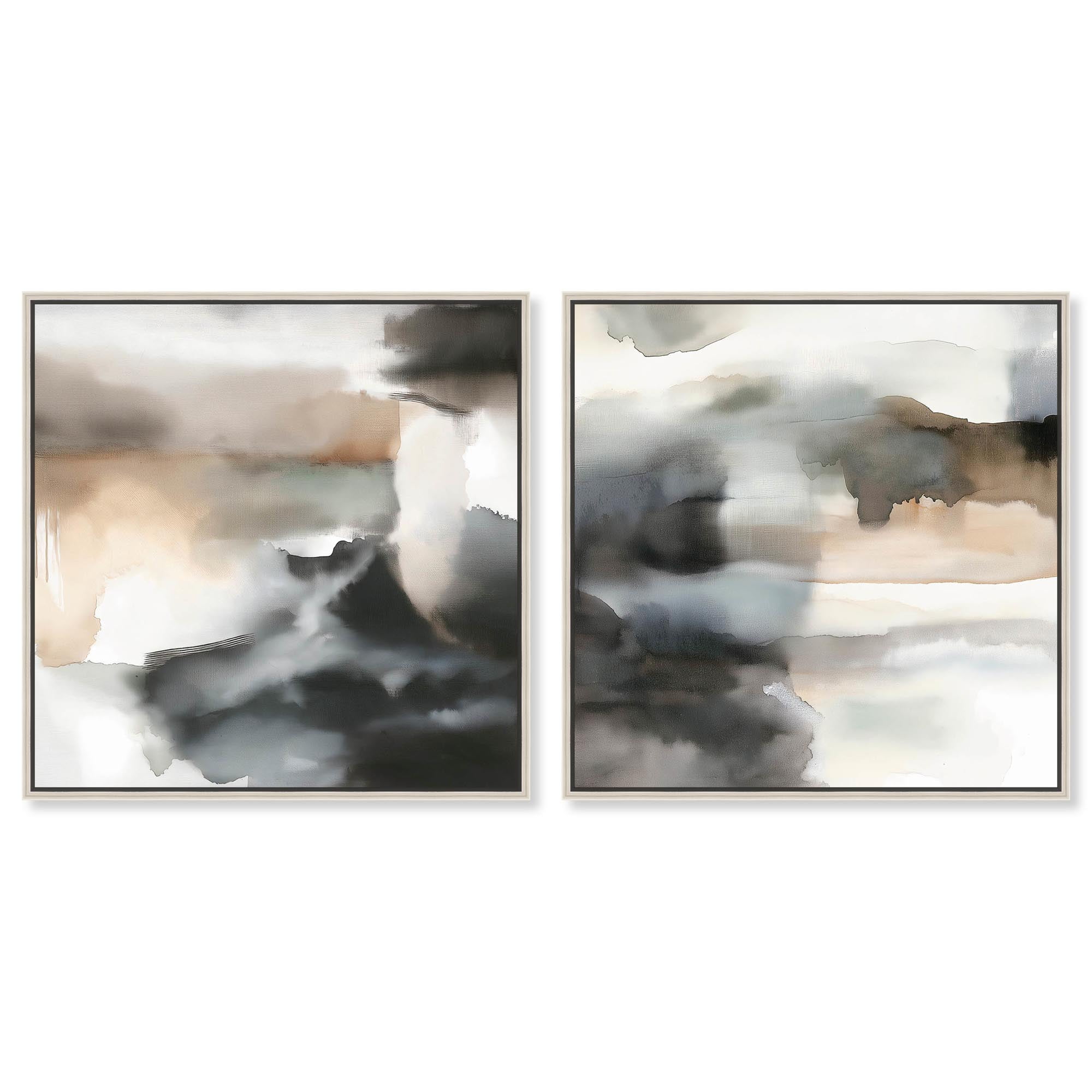 Tonal Set Canvas Set of 2 Earth Tone Art by Art Remedy, Silver Frame ...