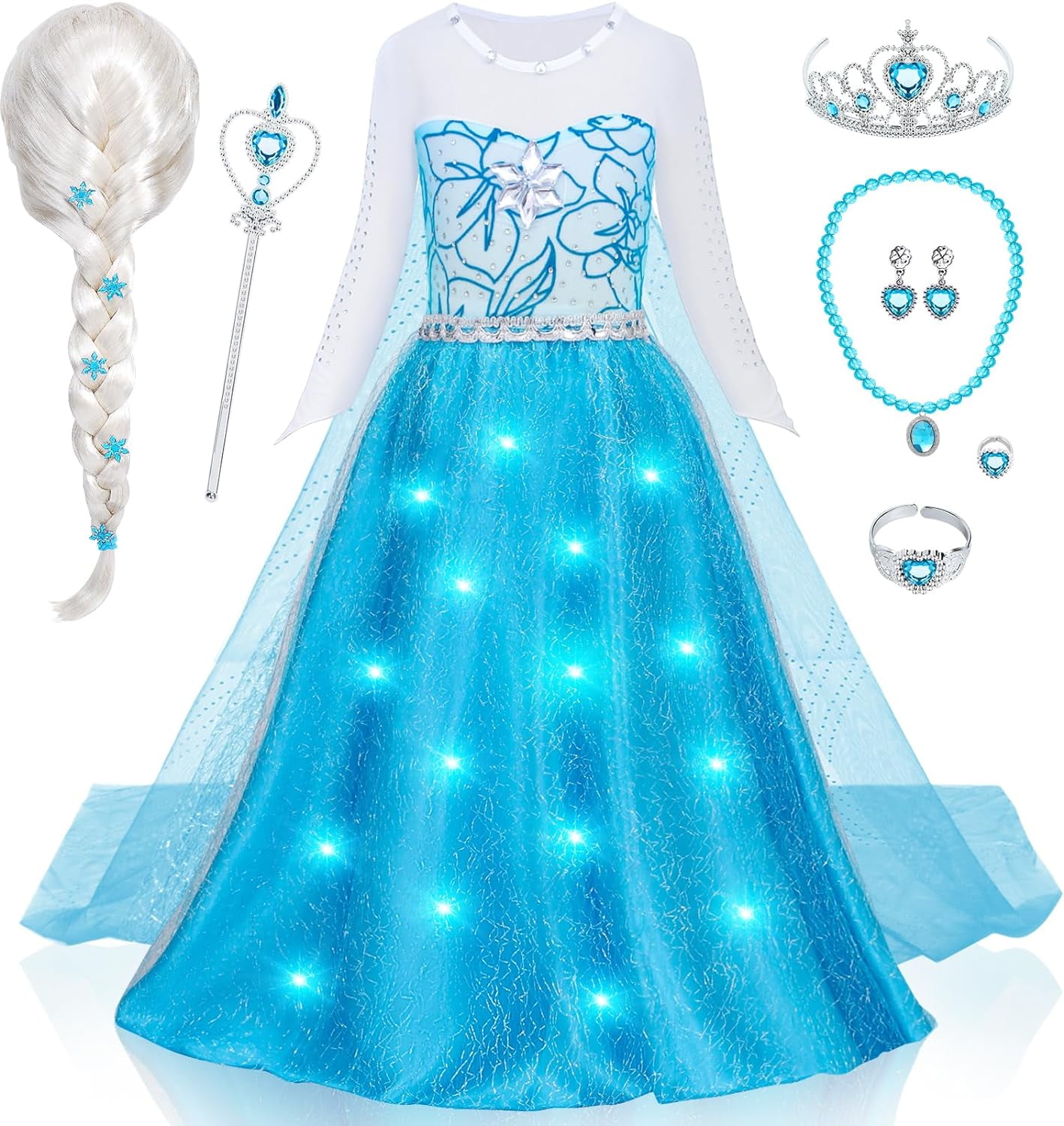 Tondswi Girls Light Up Elsa Frozen Dress Costume Toddler Princess Dress ...