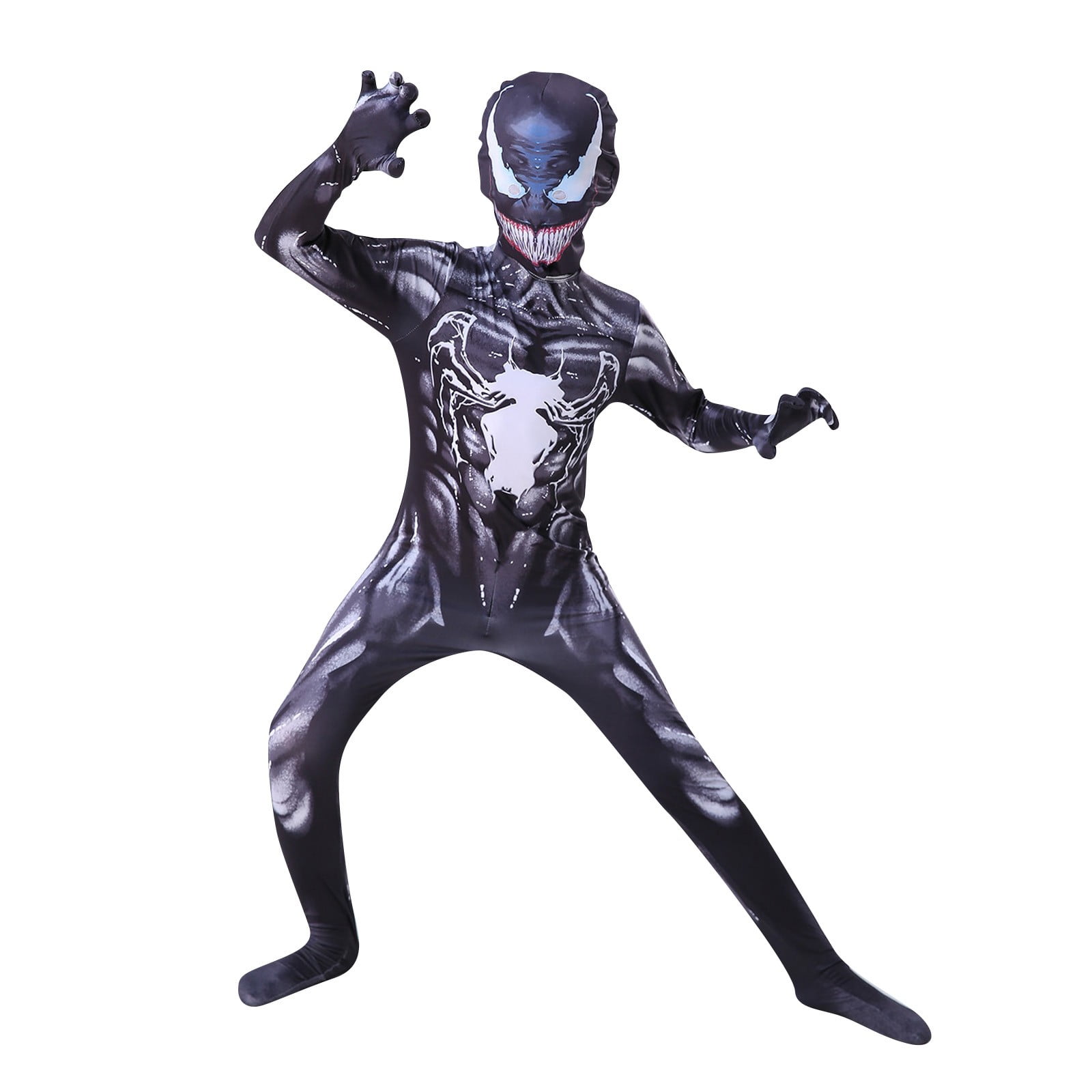 Tondswi Men's Superhero Venom Costume Cosplay Bodysuit Jumpsuit Onesie ...