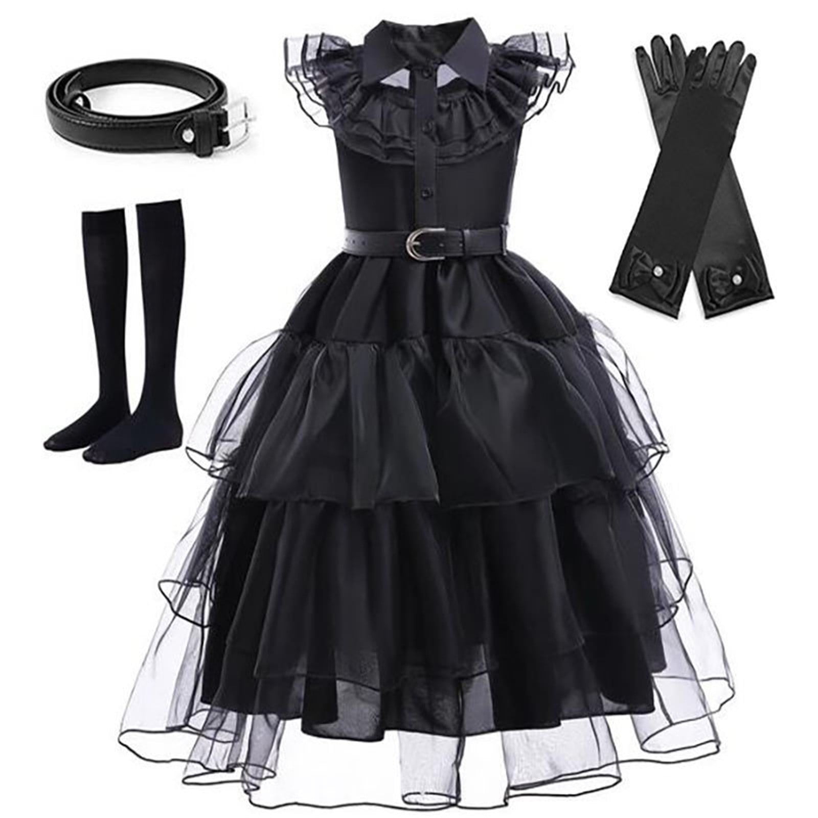 Tondswi Wednesday Addams Costume Dress, 4-13 Years Outfits with ...