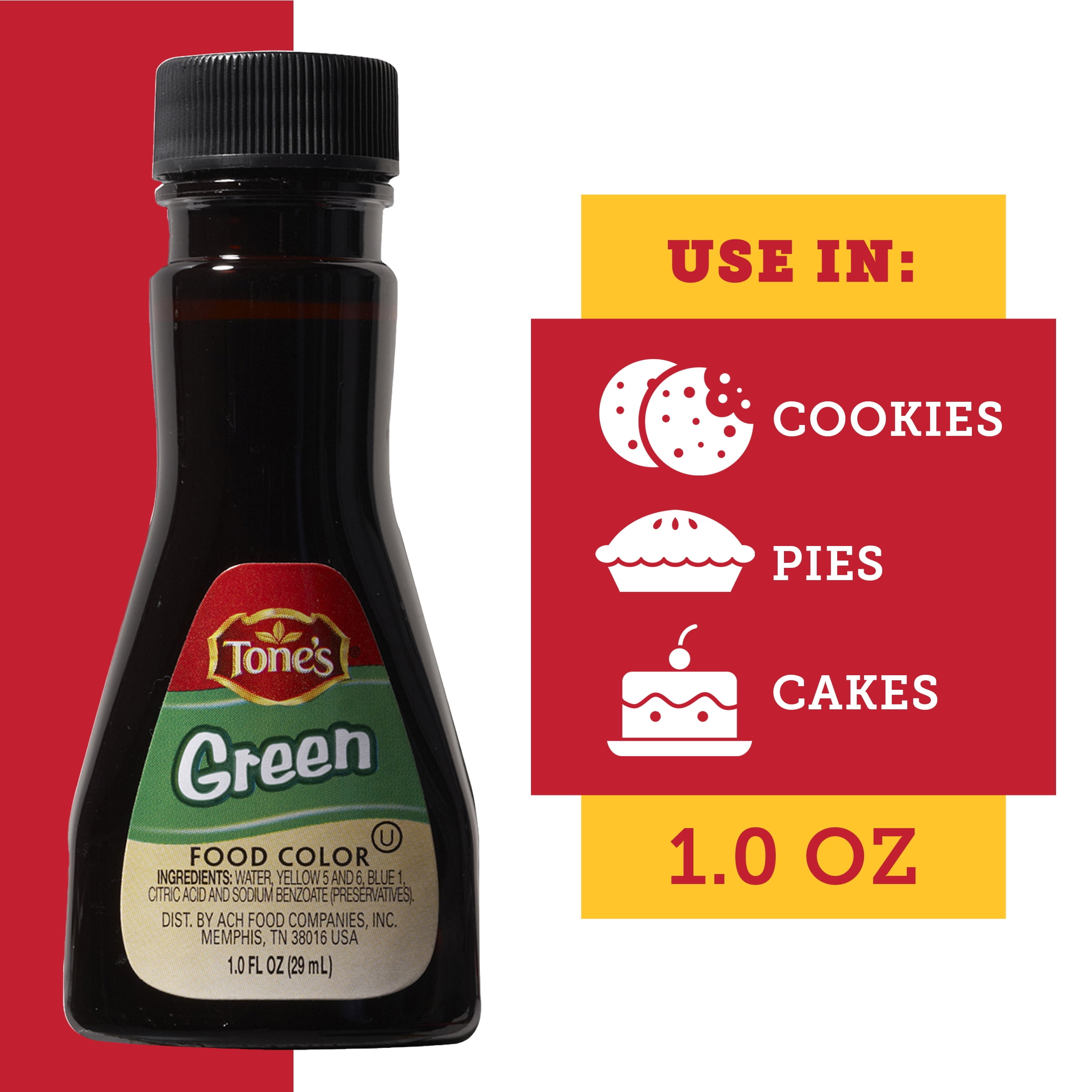 Tone's, Food Color Green, 1 fl oz, For Holidays and Events - Walmart.com