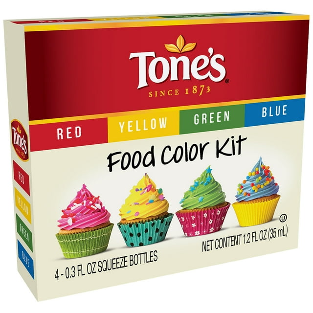 Tone's Kosher Food Color Kit, Liquid Drops, 0.3 fl oz, 4 Count ...