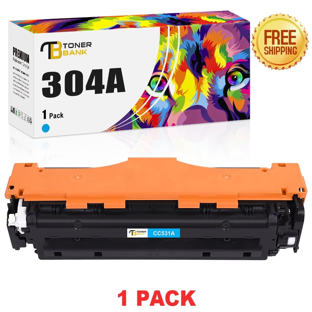 Toner Bank 1-Pack Compatible 304A Toner Cartridge Replacement for HP 304A CC531A Color LaserJet ...