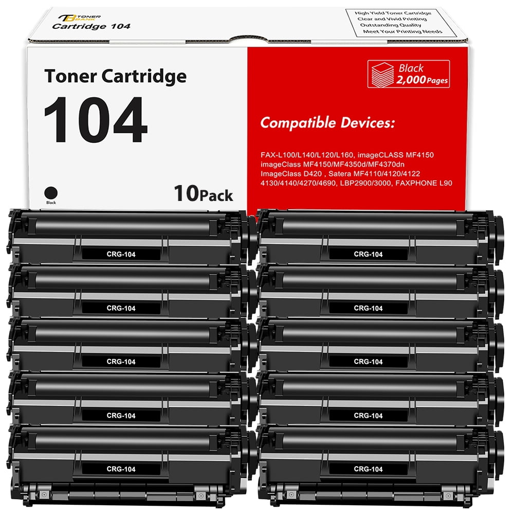 10-Pack 104 Black Toner Cartridge Compatible for Canon 104 CRG 104 ...