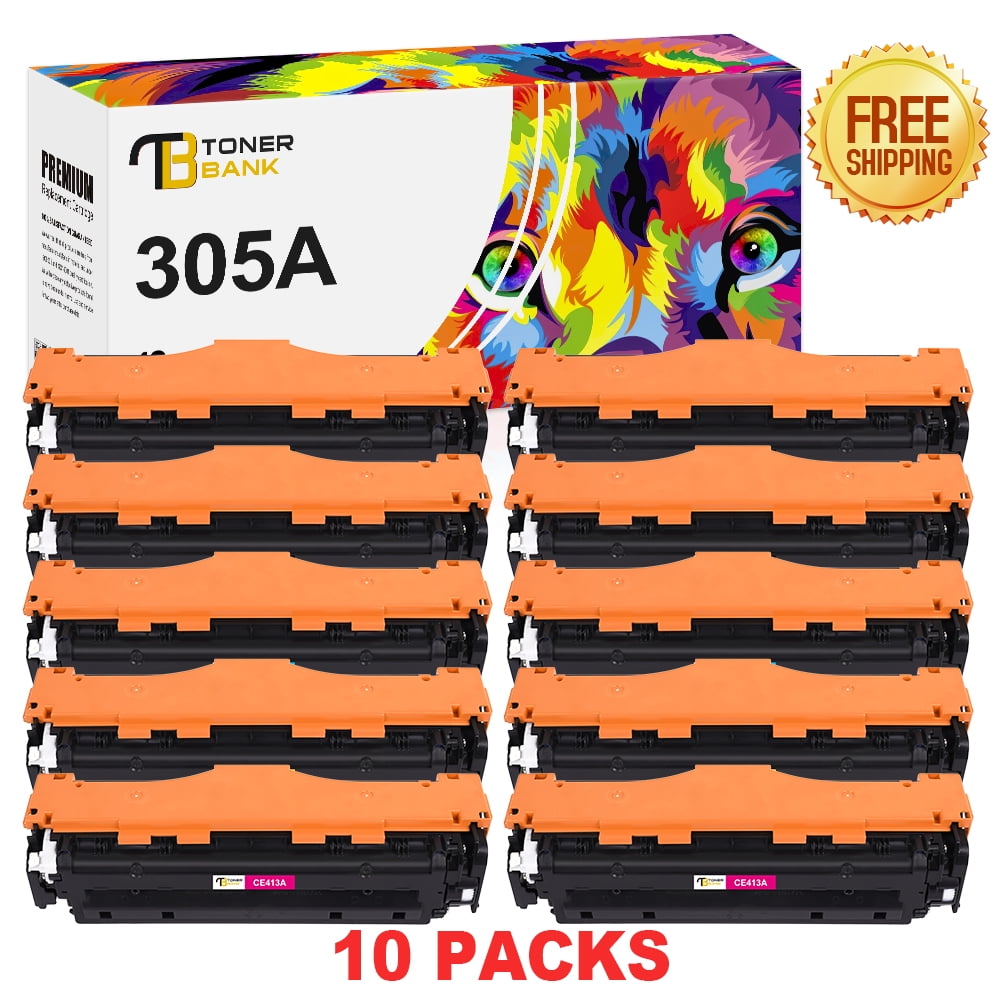 Toner Bank 10-Pack Compatible Toner Cartridge Replacement for HP CE410A 305A LaserJet Pro 400 ...