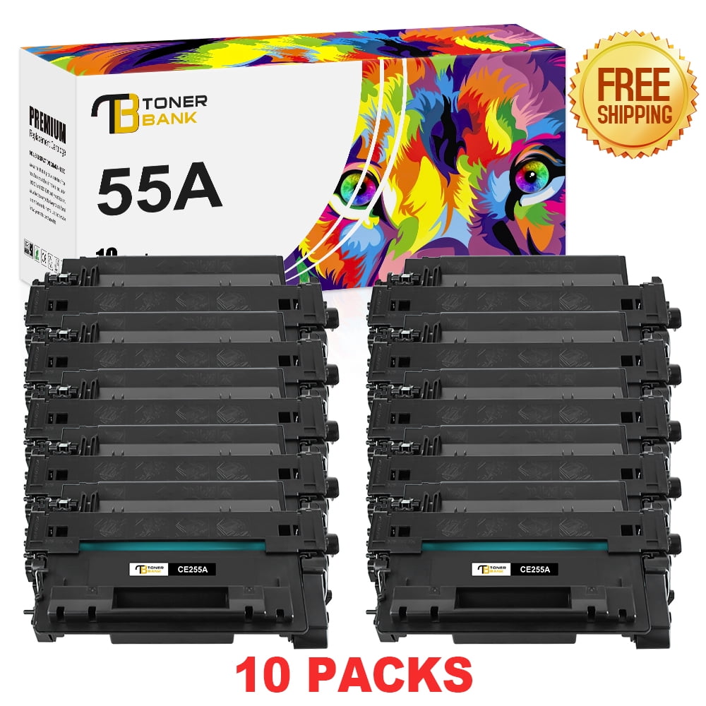 Toner Bank 10-Pack Compatible Toner for HP 55A CE255A 500 MFP M525dn ...