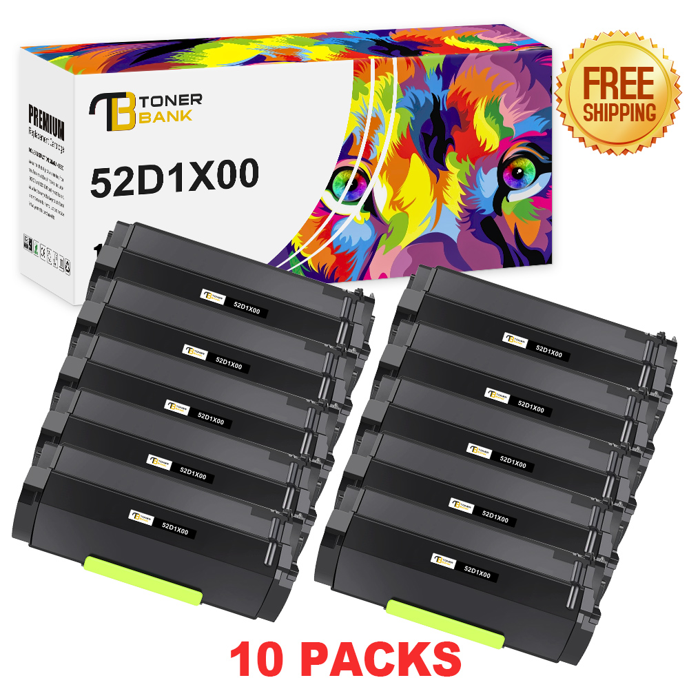 Toner Bank 10-Pack Compatible Toner for Lexmark 52D1X00 MS811n MS811dn ...
