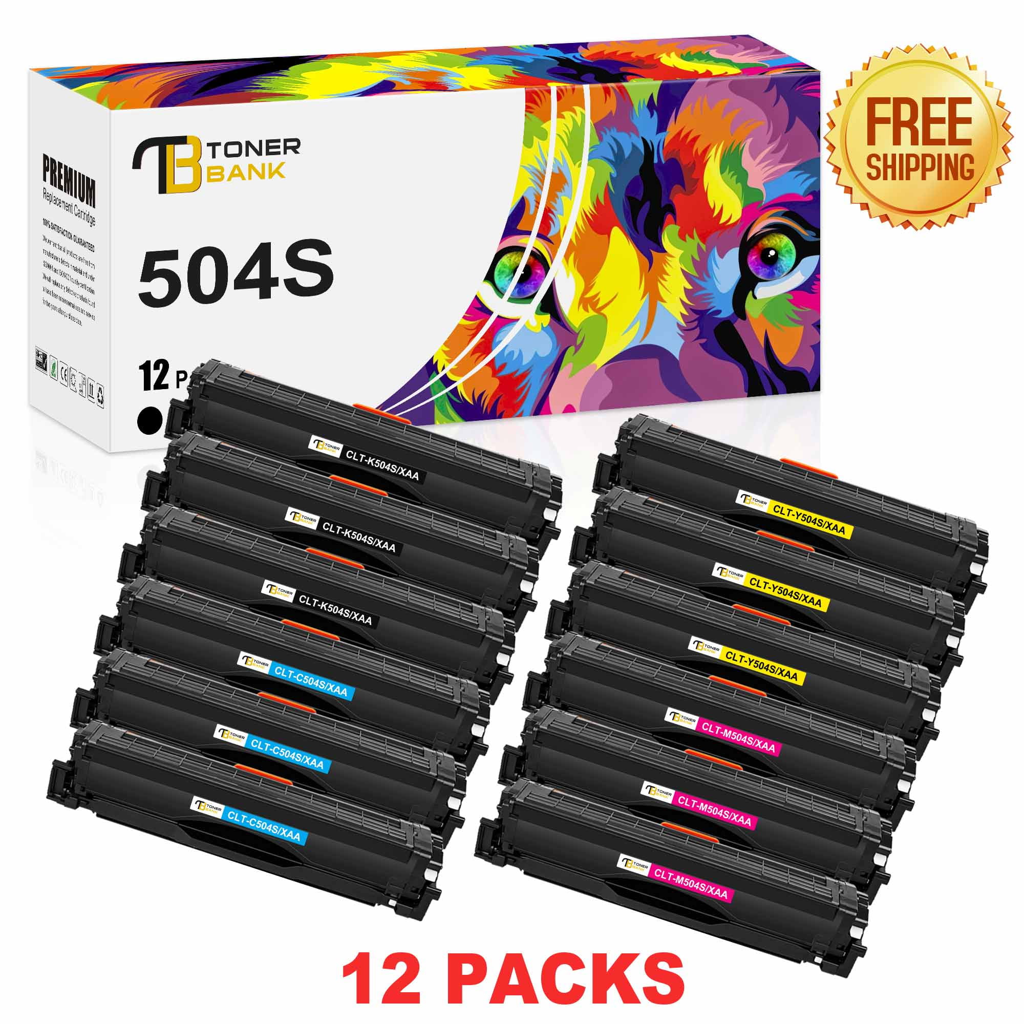 Toner Bank 12-Pack Compatible Toner for Samsung CLT-K504S/XAA K504 C1860FW C1810W SL-C1860FW SL ...