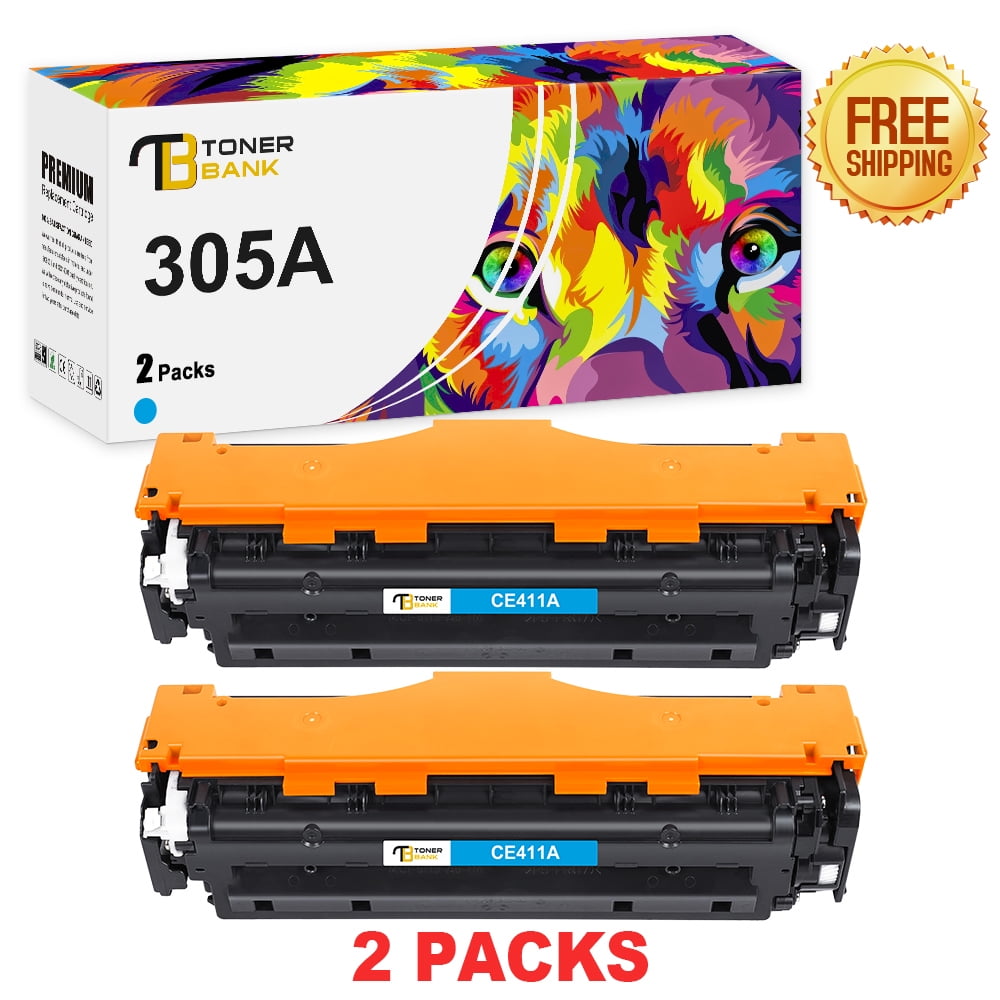 Toner Bank 2-Pack Compatible Toner for HP CE411A LaserJet Pro 400 color ...