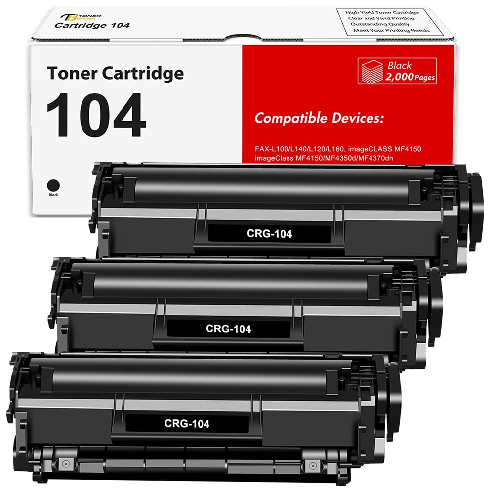 3-Pack 104 Black Toner Cartridge Compatible for Canon 104 CRG 104 ...